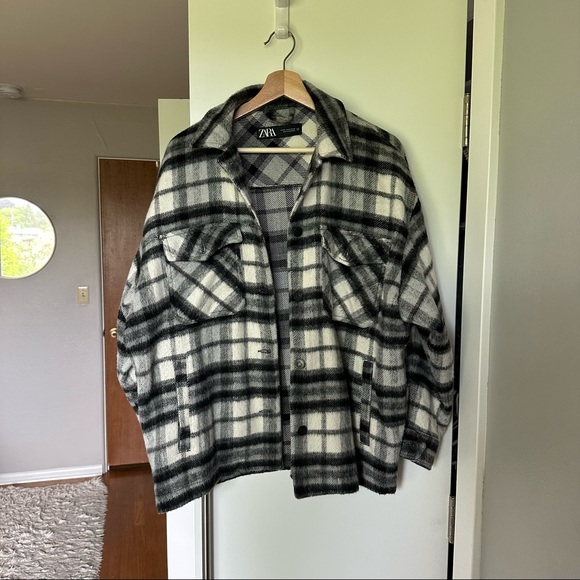Zara | Jackets & Coats | Zara Black And White Shacket | Poshmark